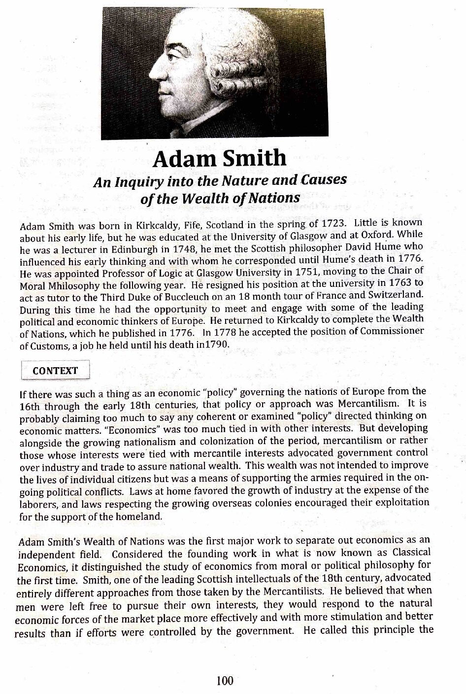 Adam Smith study guide | Forge of Logos